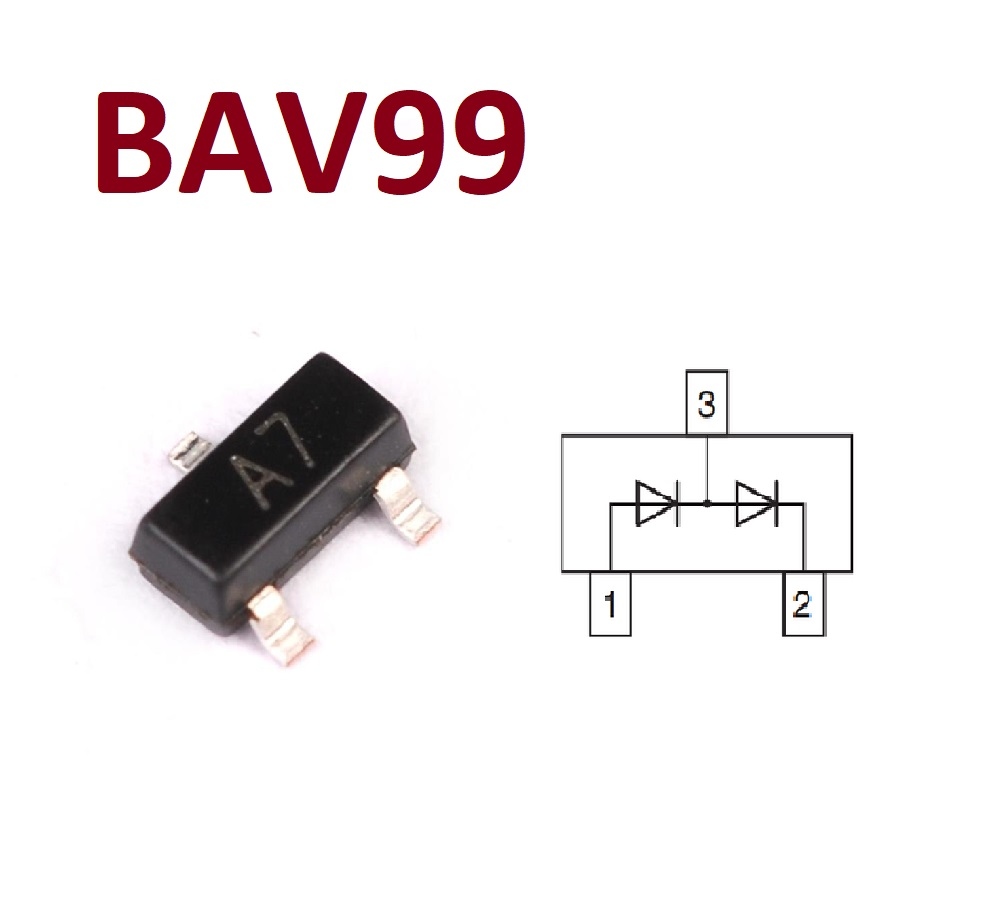 Купить BAV99LT1G Диод двойной коммутирующий BAV99 A7 SOT−23